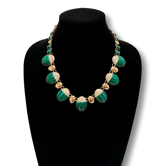 Talbots | Jewelry | Talbots Gorgeous Green Gold Pave Bib Necklace Nwt ...